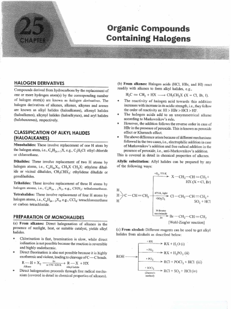 Organic Compounds Containing Halogens | PDF