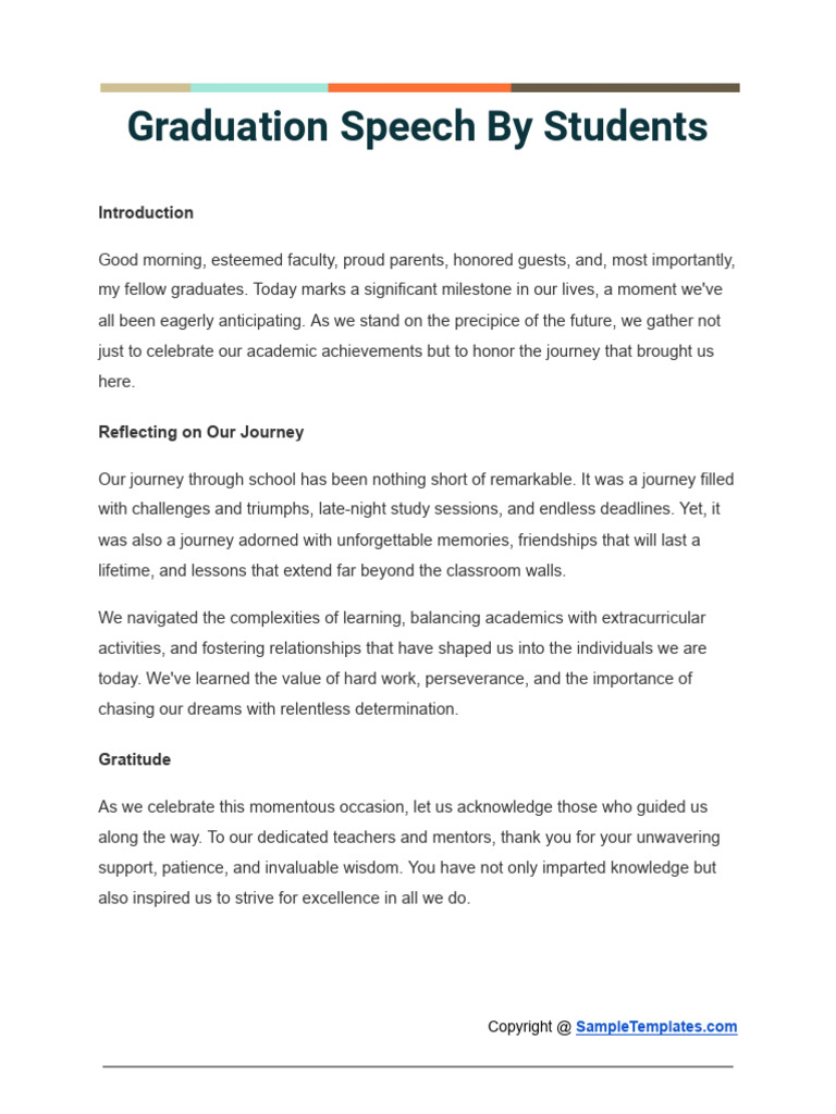 Graduation Speech by Students | PDF | Courage | Behavior Modification