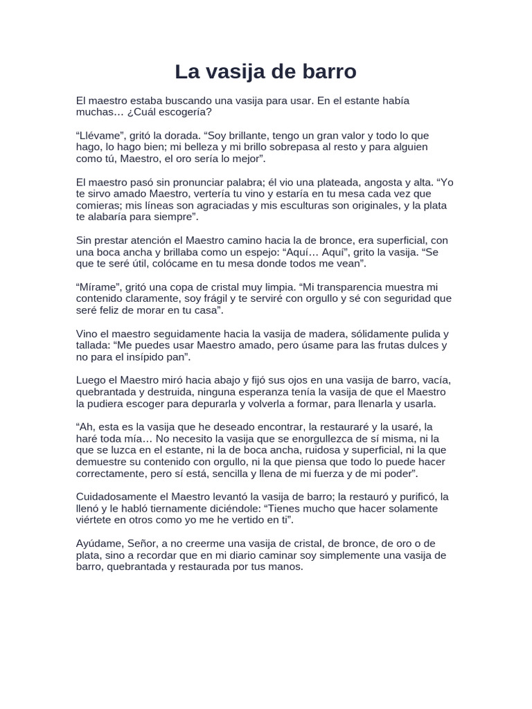 La lección de la vasija de barro | PDF