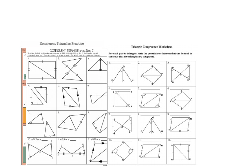 Triangle Conguence Activity | PDF