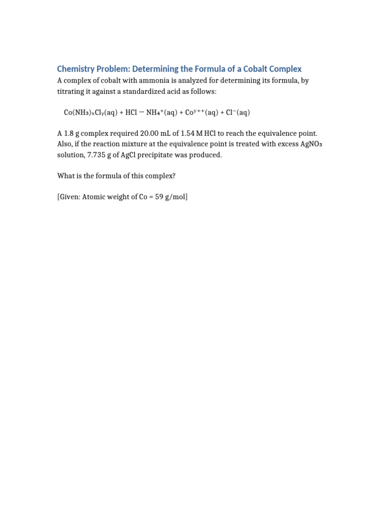 Cobalt Complex Titration Analysis | PDF