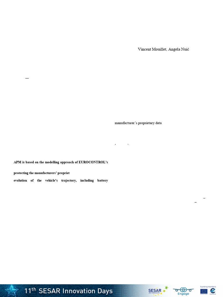 BADA Eurocontrol Bada Evtol Performance Model Utm Traffic Simulation Analysis | PDF | Electric ...