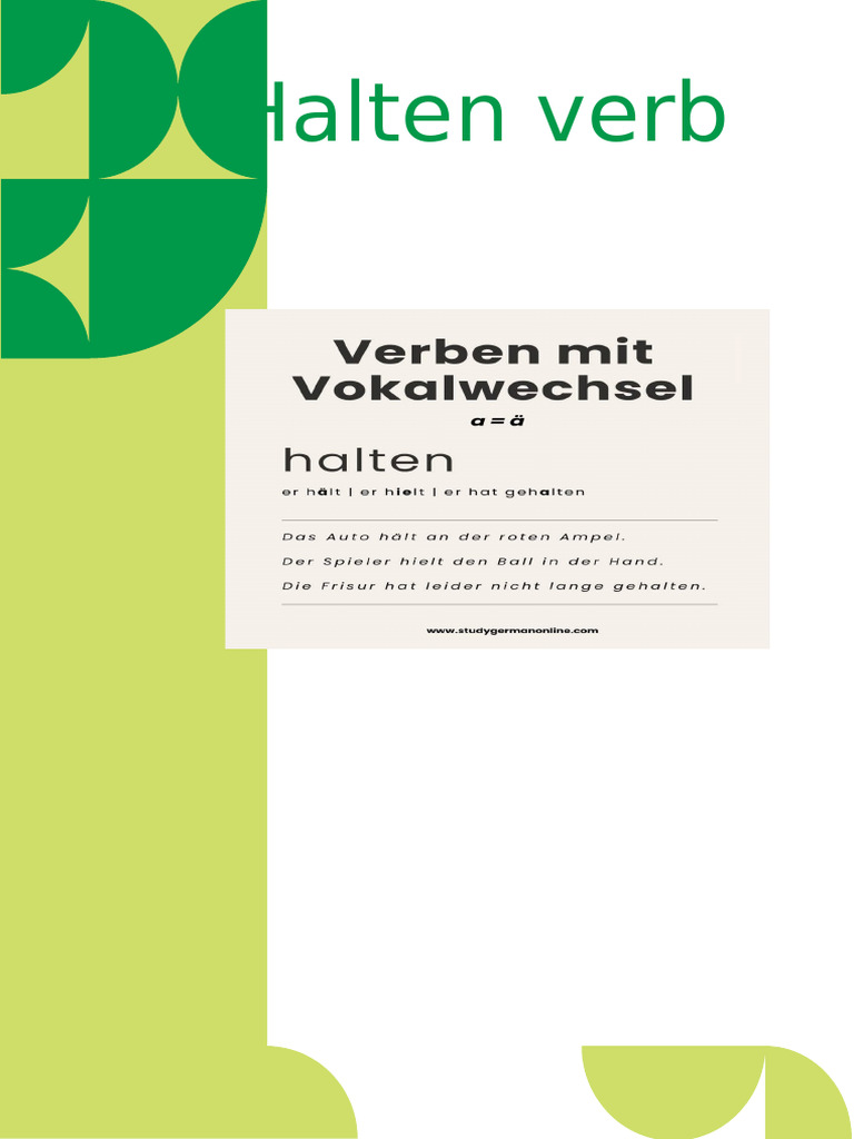 Halten Verb: C'est La Rentrée! | PDF