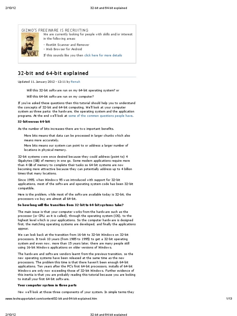 32-Bit and 64-Bit Explained | PDF | 64 Bit Computing | Operating System