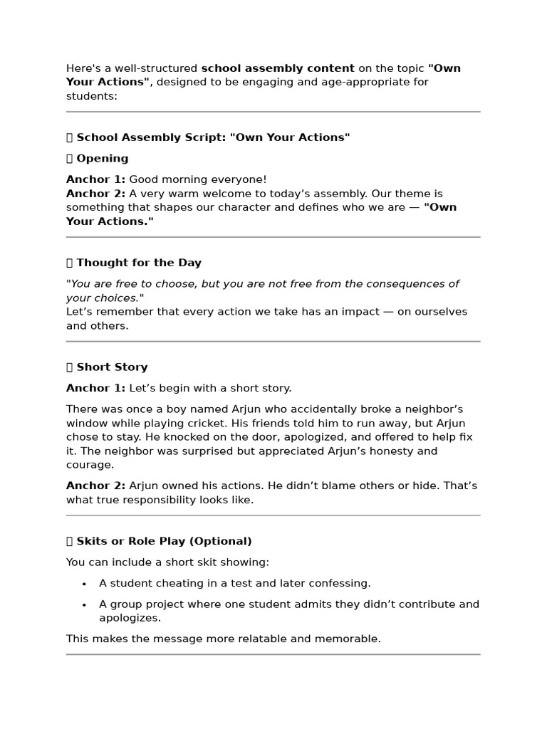 Own Your Actions | PDF