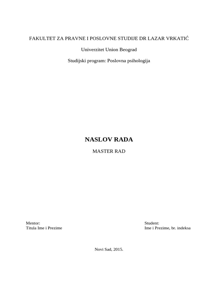 Izgled Master Rada | PDF