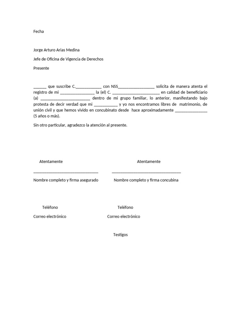 Registro de Concubina en IMSS | PDF