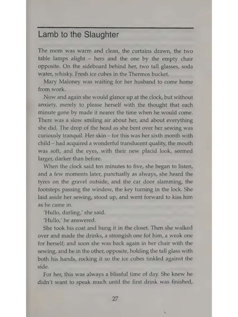 Lamb To The Slaughter Story | PDF