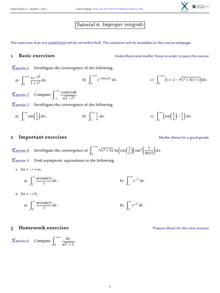 Improper Integrals Analysis MAA105 | PDF | Mathematical Analysis ...