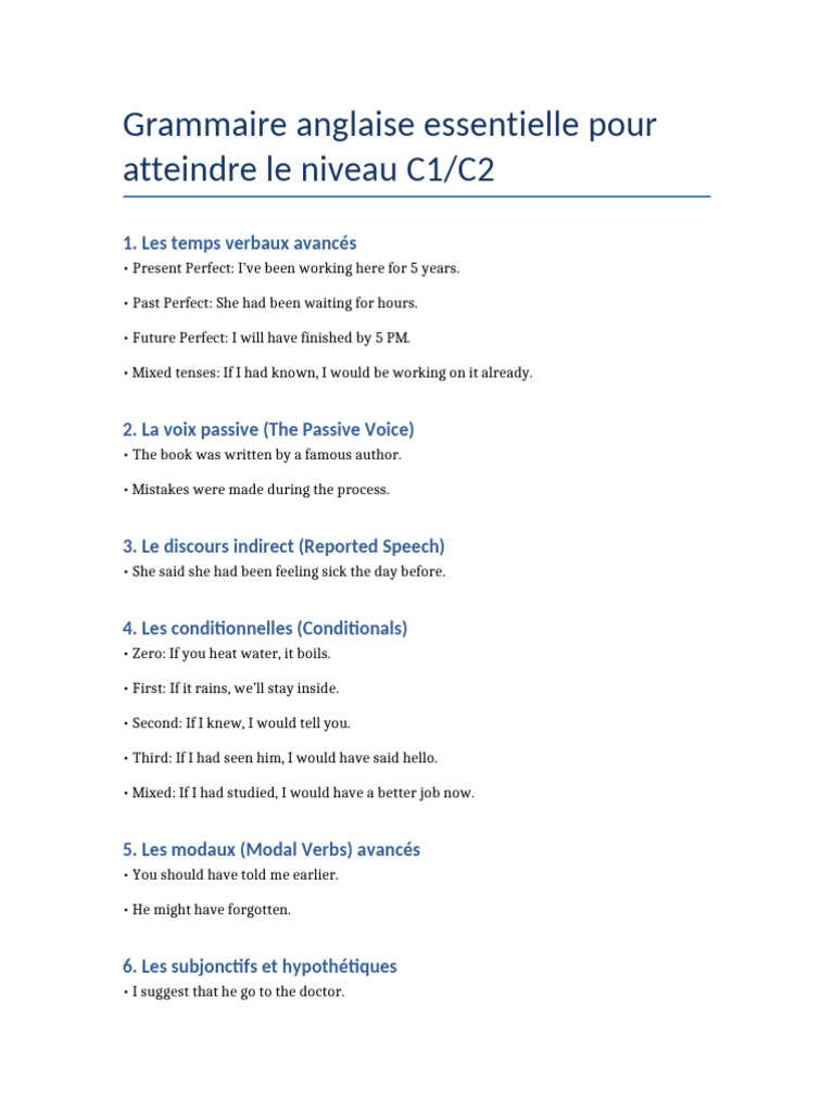 Grammaire C1 C2 Anglais | PDF