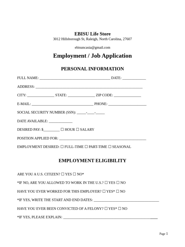 NC State Employment Application Form | PDF | Background Check | Employment
