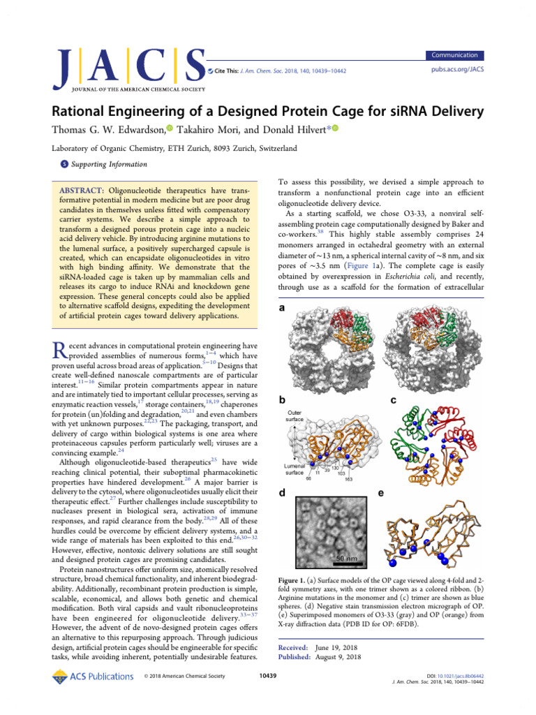 Rational Engineering of A Designed Protein Cagdhrthe5yhe For SiRNA ...