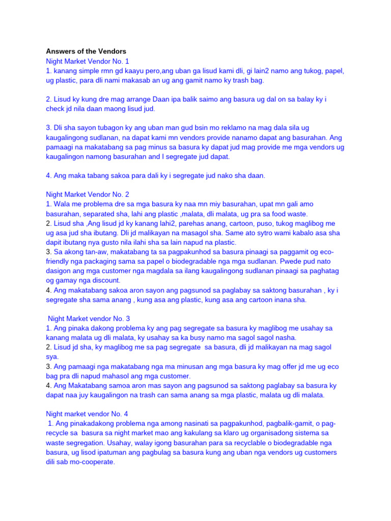 Answers of The Vendors | PDF