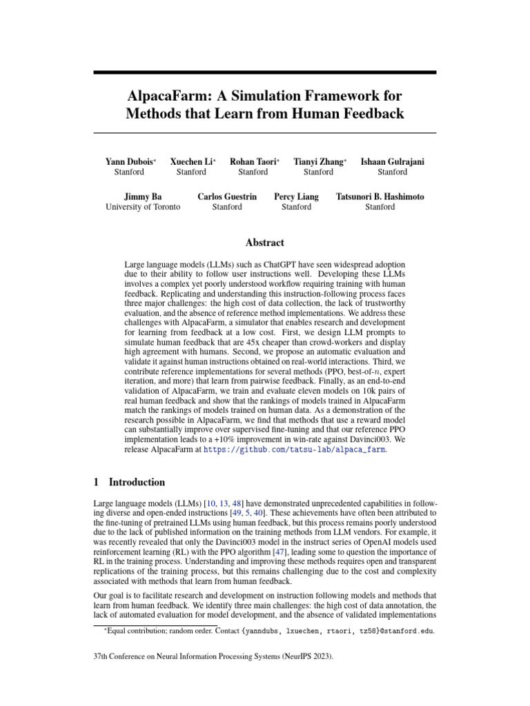 Alpaca Farm | PDF | Applied Mathematics | Machine Learning
