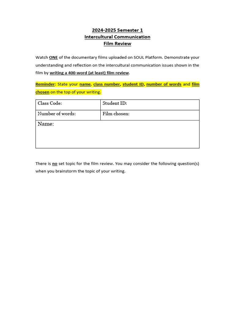 IC Report 2425 s1 (Film Review) | PDF | Plagiarism | Turnitin