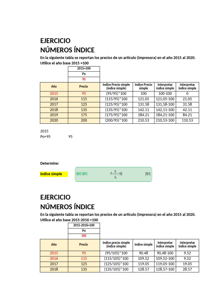 Ejercicio Números Índice EC1v | PDF