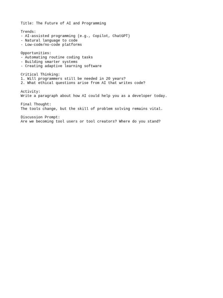 Future of Ai and Programming | PDF