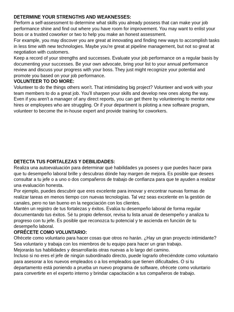 Evalúa tus habilidades laborales y crece | PDF