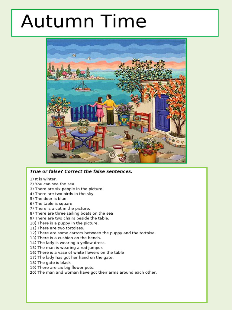 Picture Description Quiz: Autumn Scene | PDF