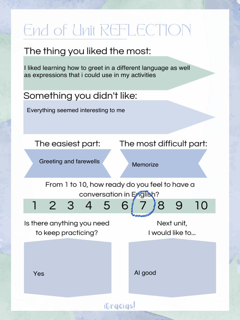 End of Unit REFLECTION | PDF