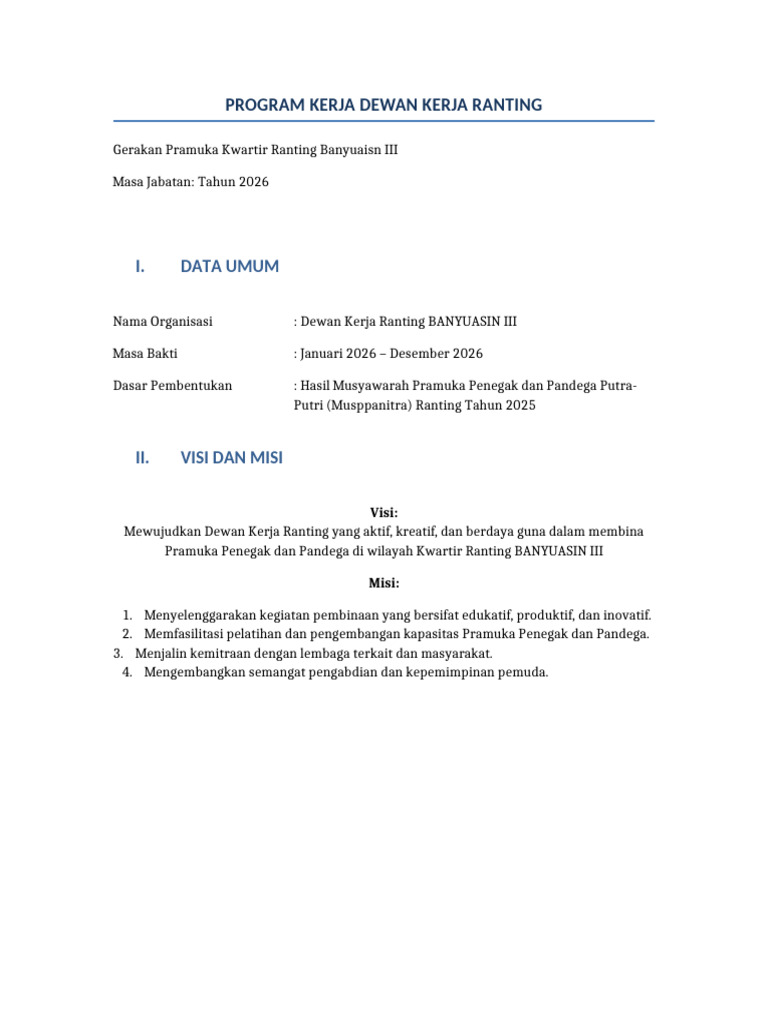 Program Kerja DKR 2026 | PDF