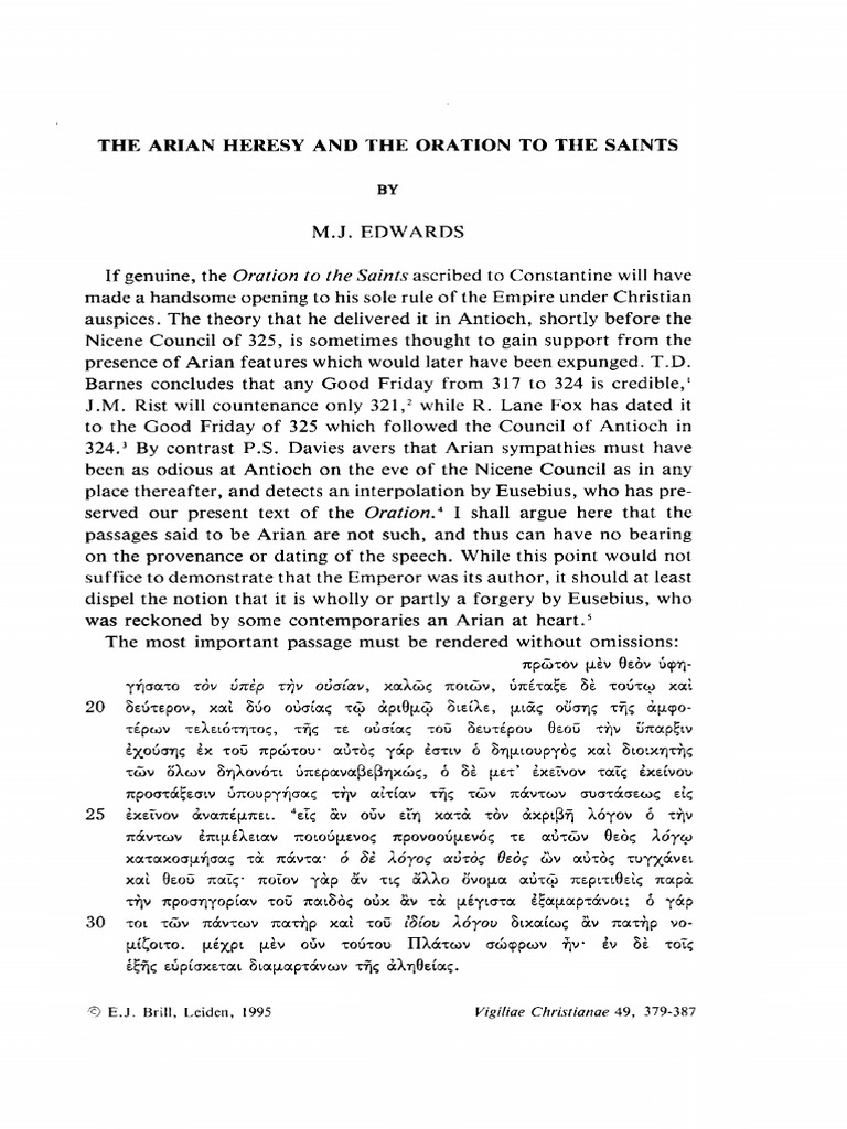 Arian Heresy and The Oration To The Saints | PDF | Arianism ...