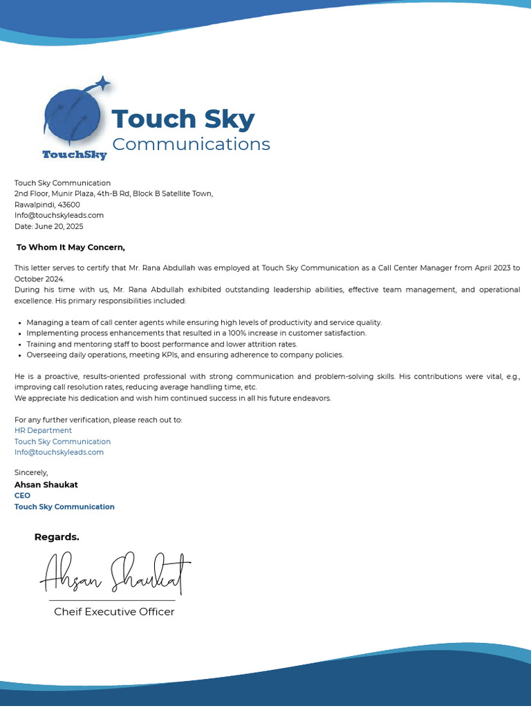 Blue Professional Modern Letter Document A4 | PDF