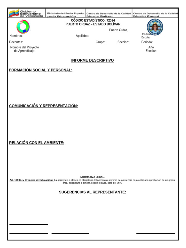 Informe Descriptivo Inicial Cen Erika Vilera Iii Momento 1 | PDF