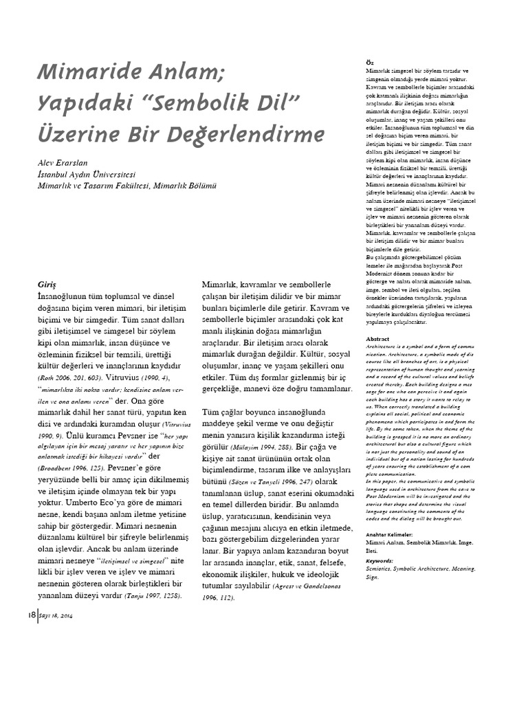 Mimaride Anlam Yapidaki Sembolik Dil Uze | PDF