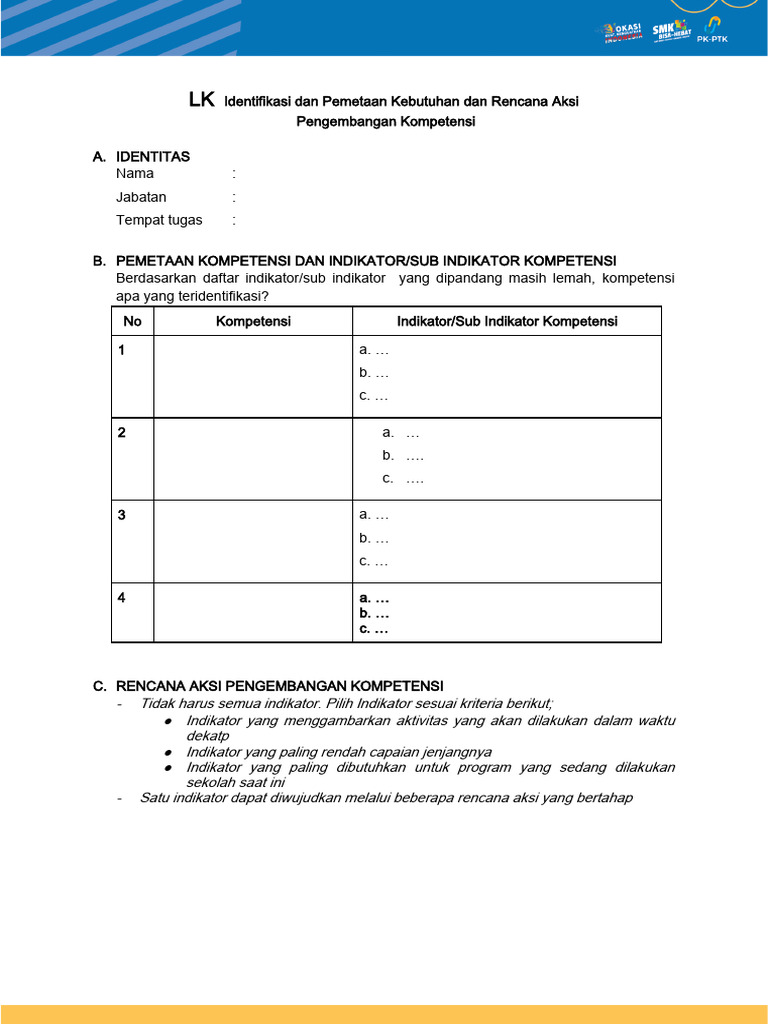 2a1 LK Dentifikasi, Pemetaan Kebutuhan, Dan Rencana Pengembangan Kompetensi | PDF