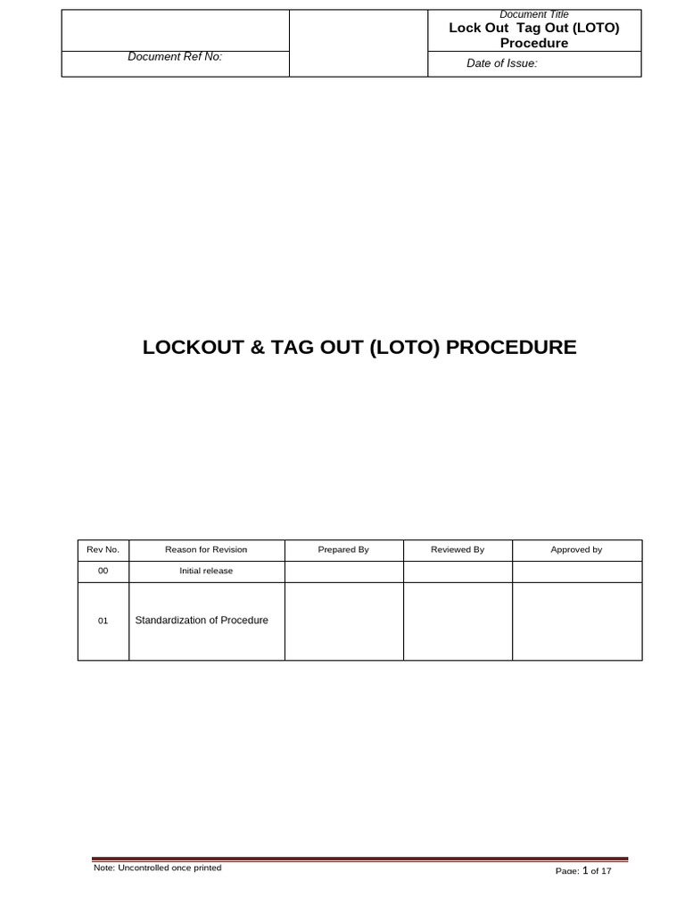 LOTO Procedure for Energy Isolation | PDF | Safety