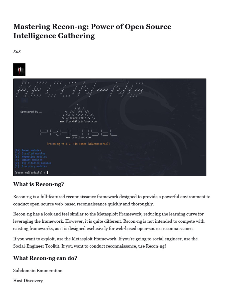 Mastering Recon-ng for OSINT Tasks | PDF | Computer File | Databases