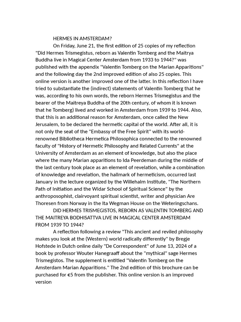 Did Hermes Trismegistus Reborn As Valent | PDF | Rudolf Steiner | Religious Faiths