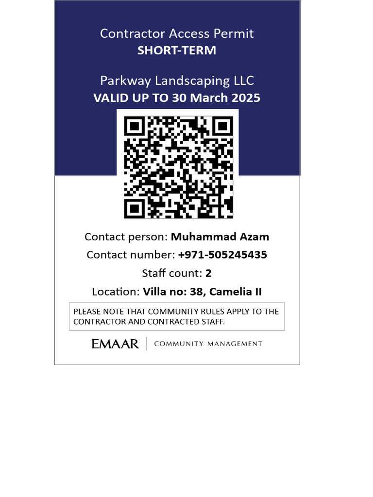 ContractorAccessPermit 29-03-2025 4838873 | PDF
