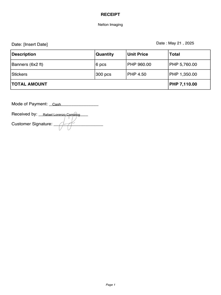 Nelton Imaging Receipt | PDF