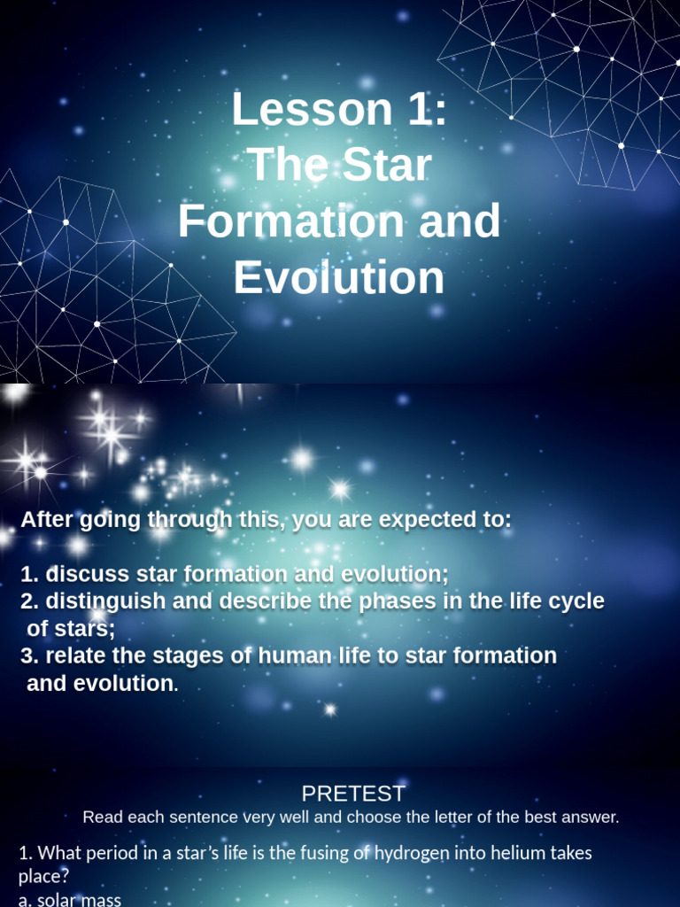 Lesson 1 The Star Formation and Evolution | PDF | Stars | Star Formation