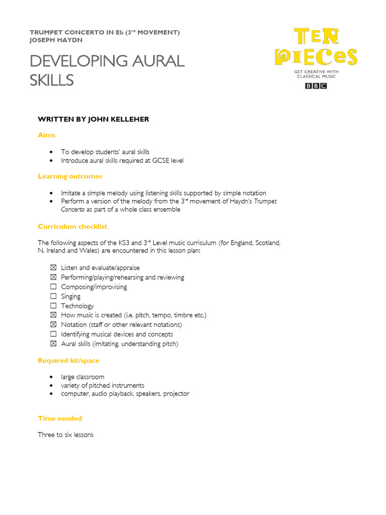 Aural Skills Lesson Plan Haydn | PDF | Concerto | Musicology