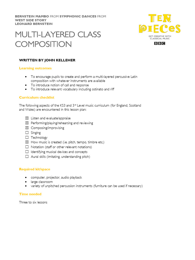 Multilayered Class Composition Lesson Plan | PDF | Musical Compositions ...