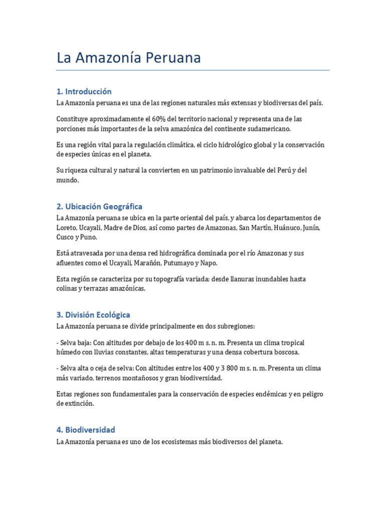 La Amazonia Peruana | PDF | Entorno natural | Ciencias de la Tierra
