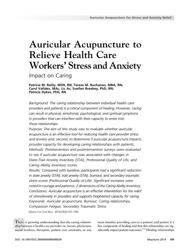 Auricular Acupuncture To Relieve Health Care.9 | PDF | Occupational ...