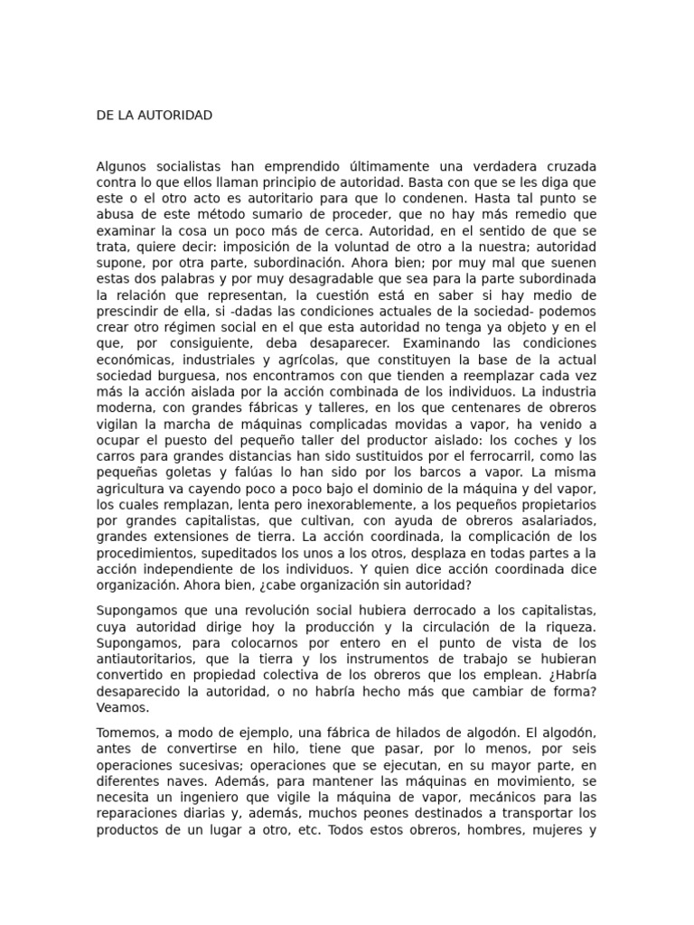 La Necesidad de la Autoridad en la Sociedad | PDF | Capitalismo ...
