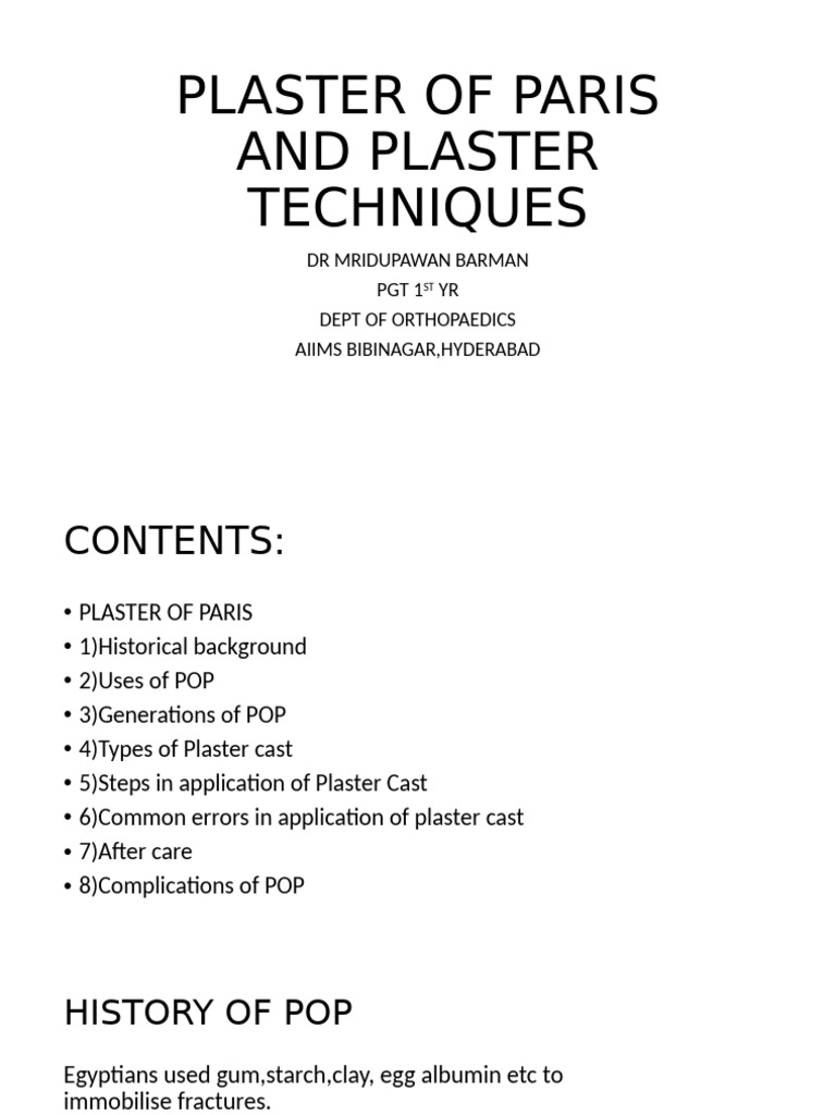 Plaster of Paris and Plaster Techniques | PDF | Elbow | Anatomical ...