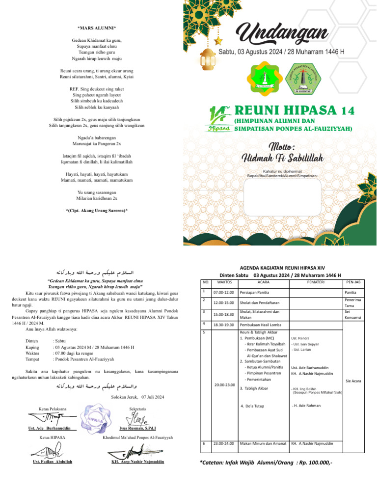 Reuni HIPASA XIV: Undangan dan Agenda | PDF