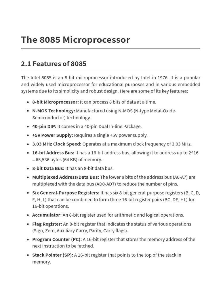 8085 Microprocessor 1 | PDF | Digital Electronics | Central Processing Unit