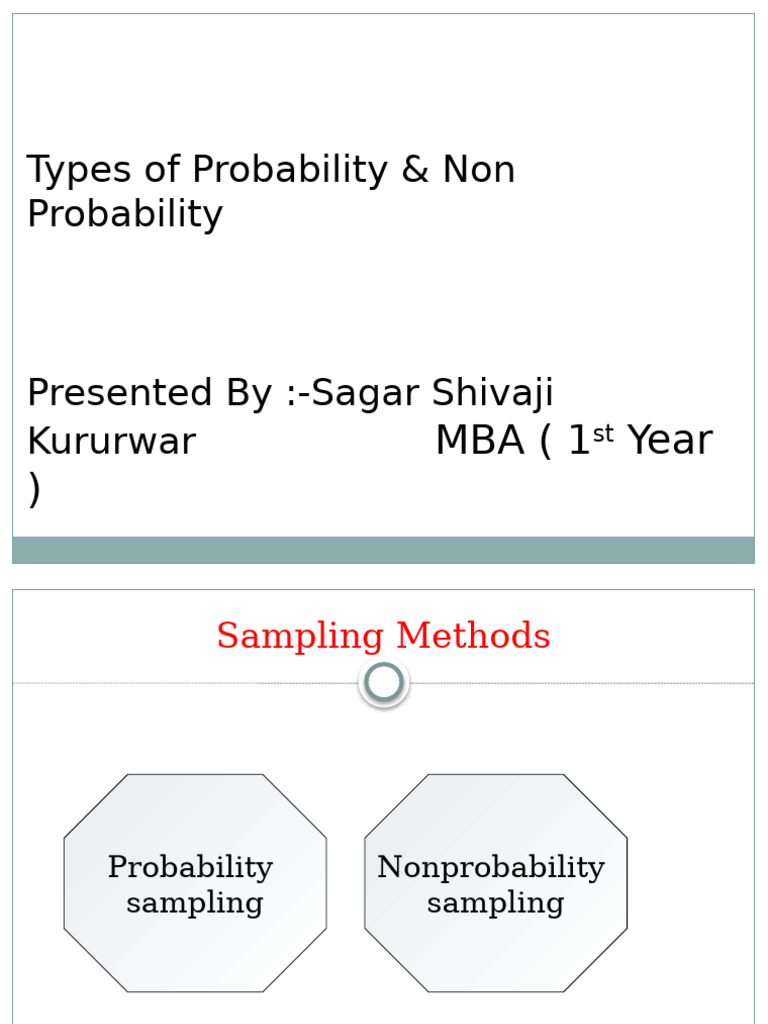 Types of Probability & Non Probability: Mba (1 Year) | PDF