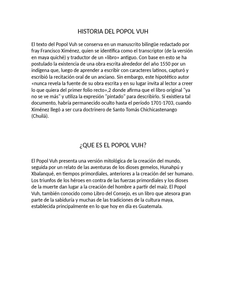 Historia Del Popol Vuh | PDF