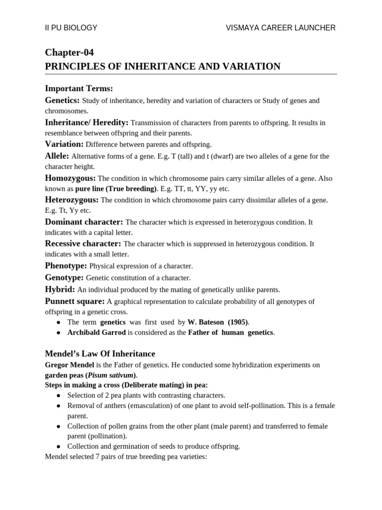 Principles Of Inheritance Pdf Dominance Genetics Genotype