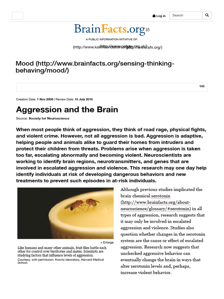 Agression and The Brain - Brain Facts | PDF | Aggression | Drosophila ...