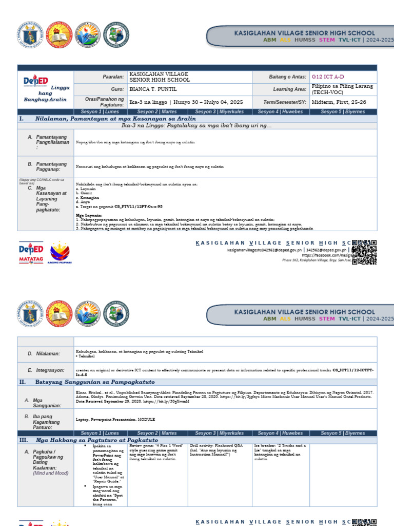 DLP Matatag W3 FPL Puntil | PDF