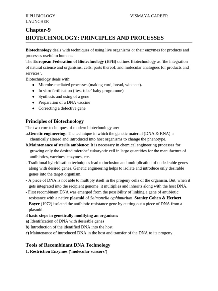 Biotechnology - Priniples and Process | PDF | Molecular Cloning | Restriction Enzyme